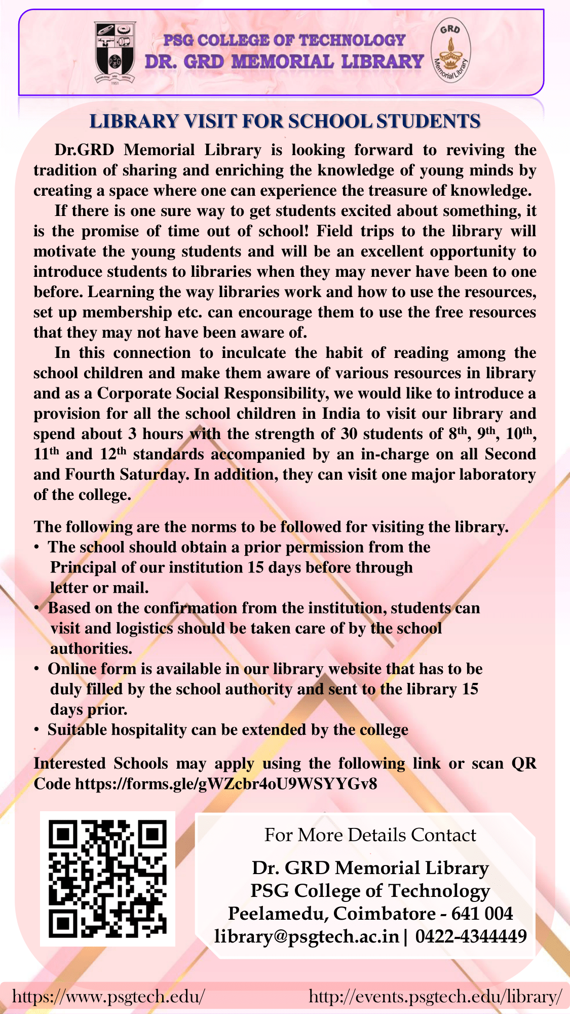 PSG College of Technology | “Dr. GRD MEMORIAL LIBRARY”